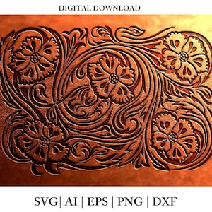 Tooled Leather SVG ,floral Leather Svg | Seamless Pattern | Swirls ...