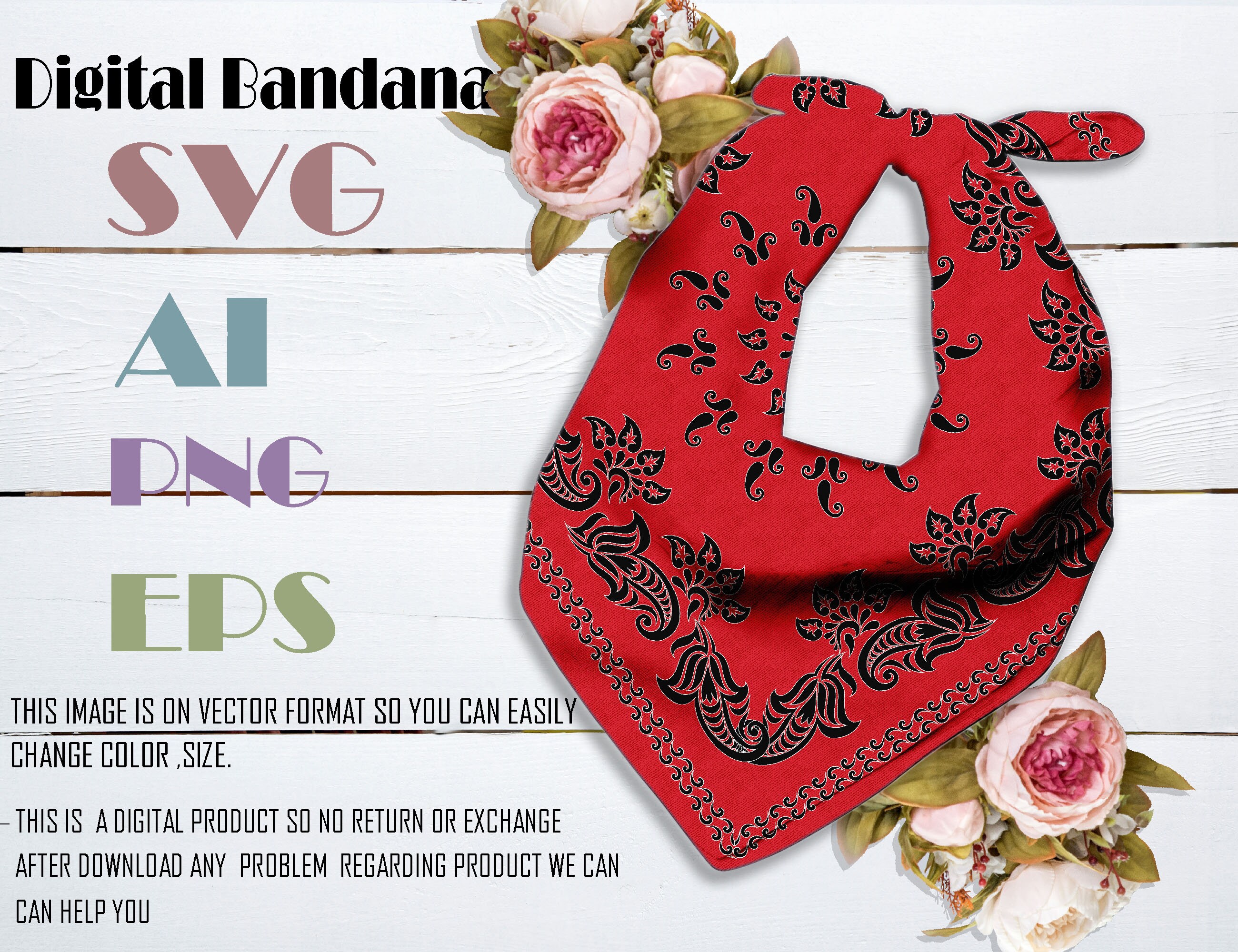 Bandana Paisley Design Pattern SVG ,PNG Transperant File for Printing ...