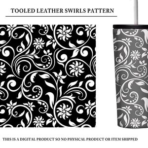 Floral Swirl Seamless Pattern SVG: Tooled Leather Stencil (digital ...