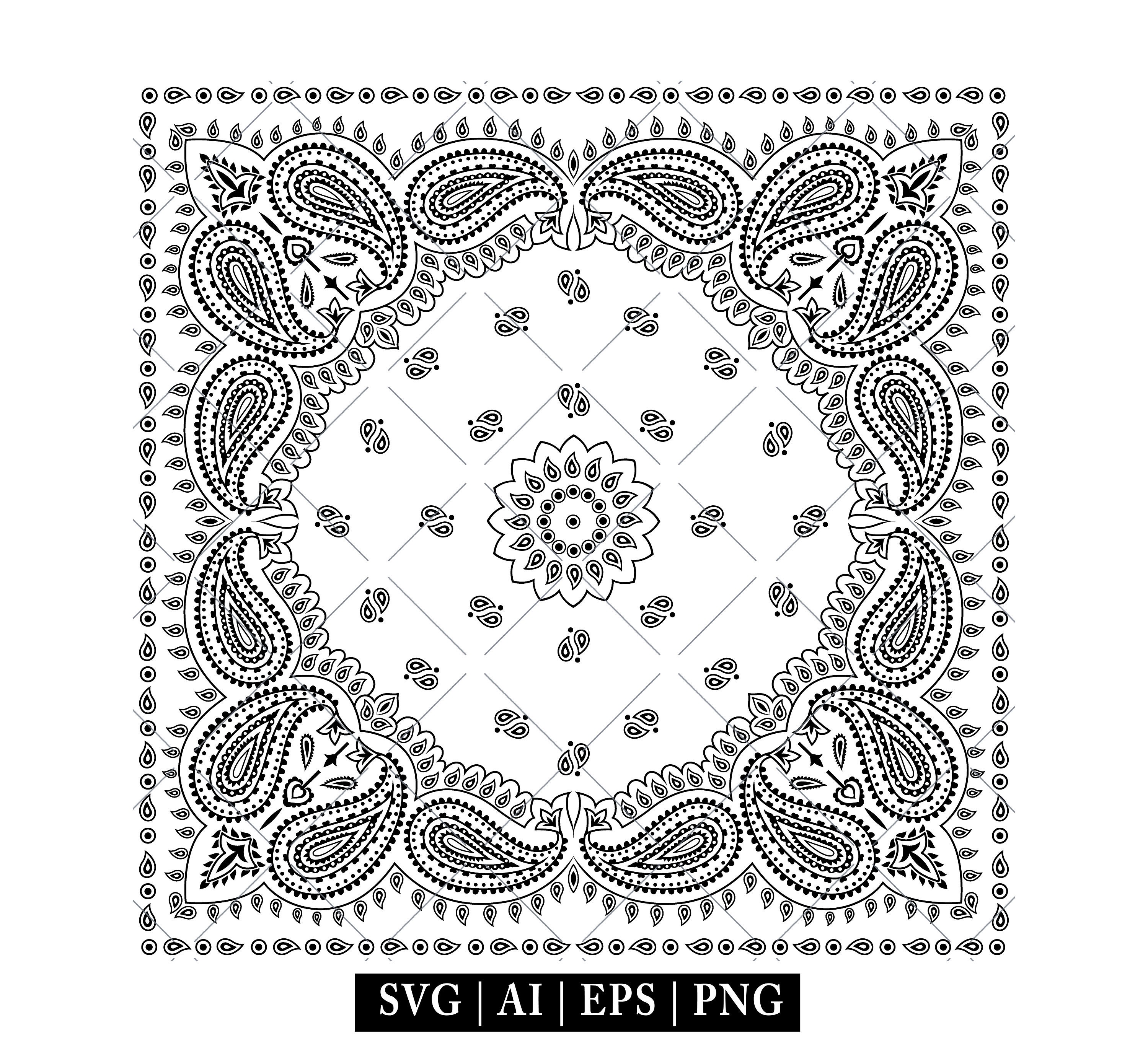 Bandana Paisley Vector | Bandana Print Vector| | Bandana Clipart | Dog ...