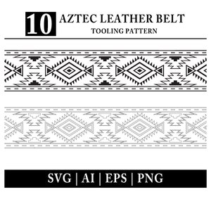 Aztec Tooled Leather Belt SVG Pattern: 10 Designs (digital Download) - Etsy