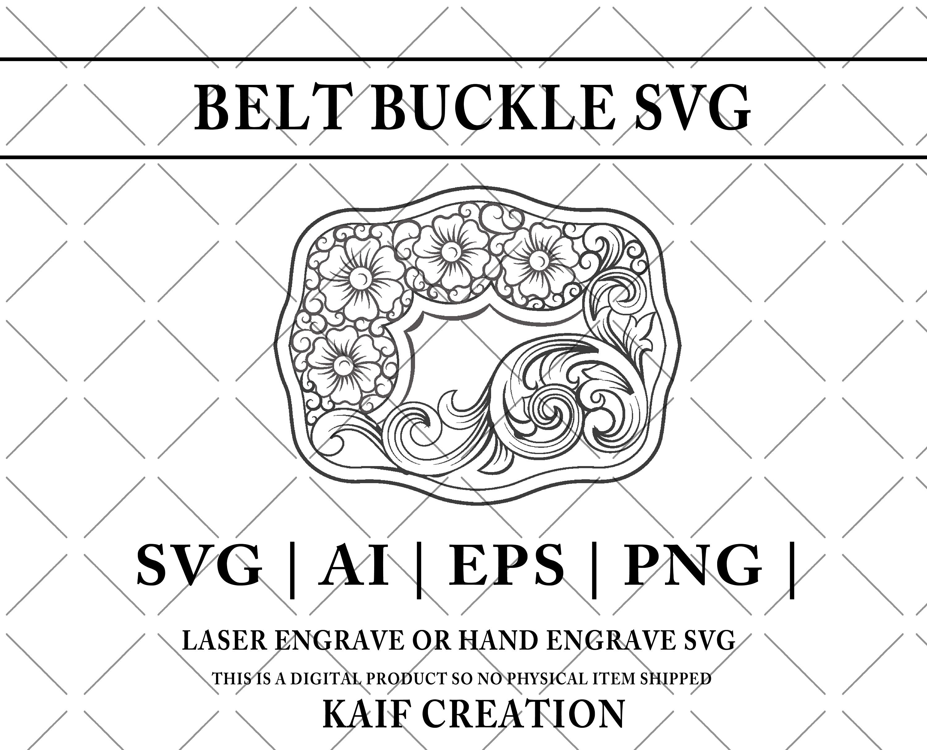 Western Belt Buckle SVG File: Floral Engraving Design (digital Download ...