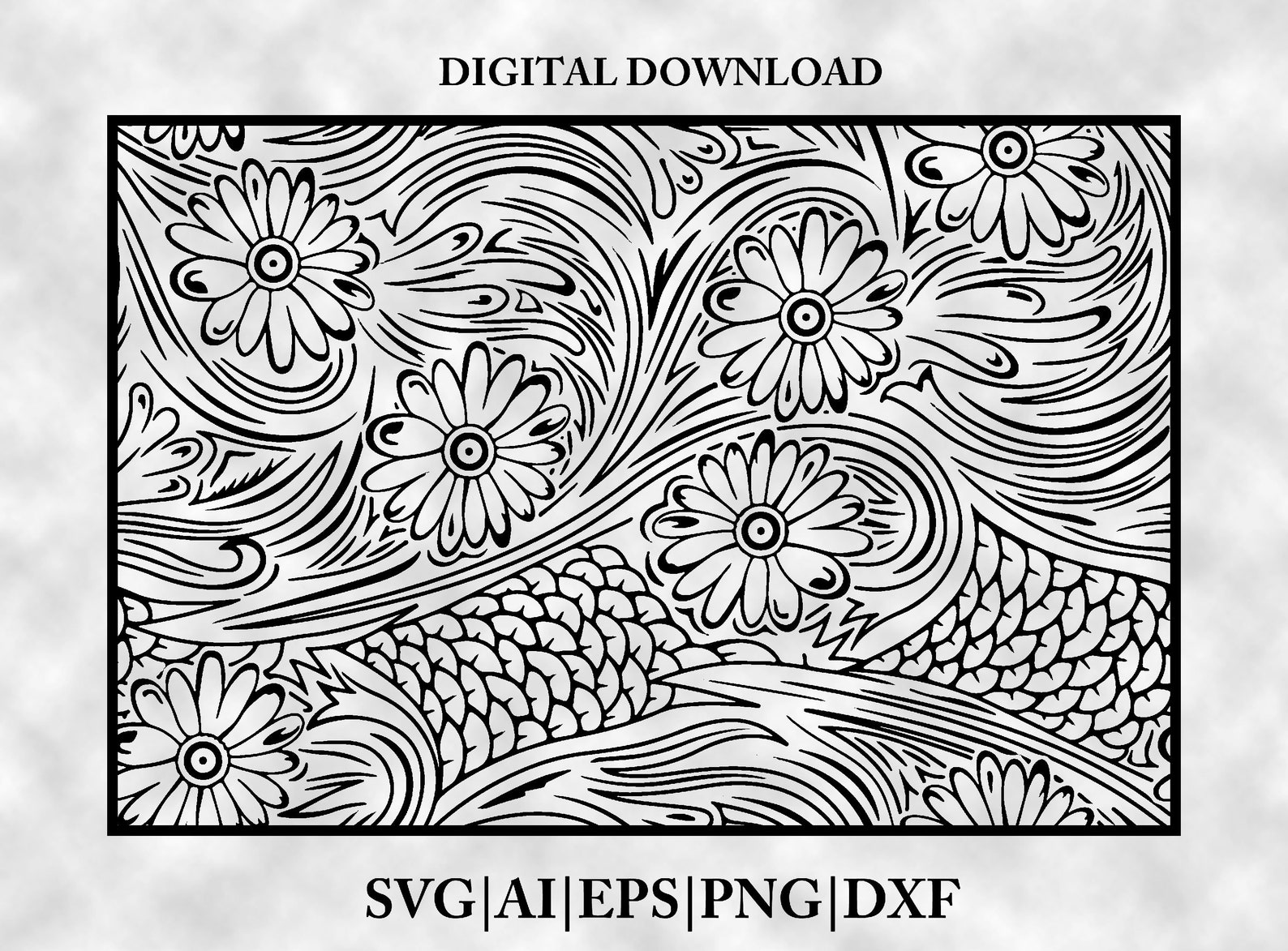 Tooled Leather SVG ,floral Leather Svg | Seamless Pattern | Swirls ...
