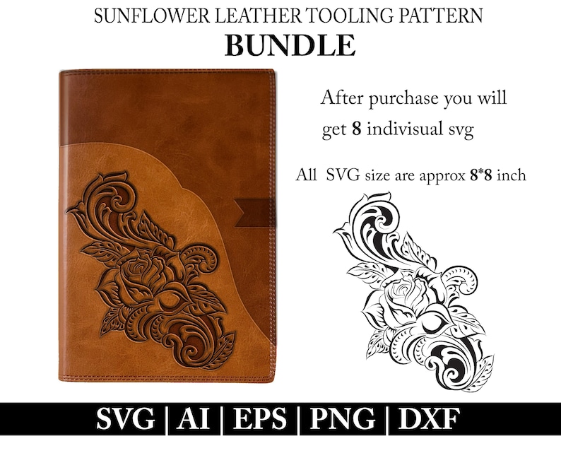 Rose Flower Leather Tooling SVG Bundle | Rose Flower Leather Carving ...