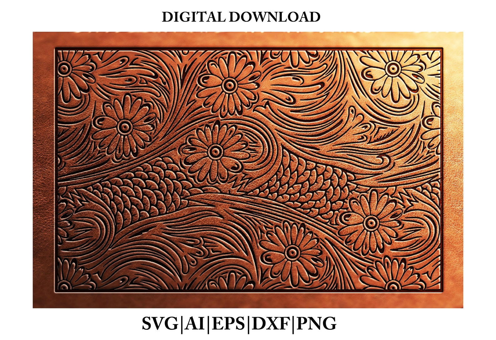 Tooled Leather SVG ,floral Leather Svg | Seamless Pattern | Swirls ...