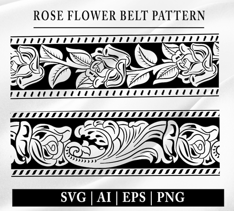 Rose Belt Pattern SVG , Swirls Pattern | Western Tooled Leather | Rose ...