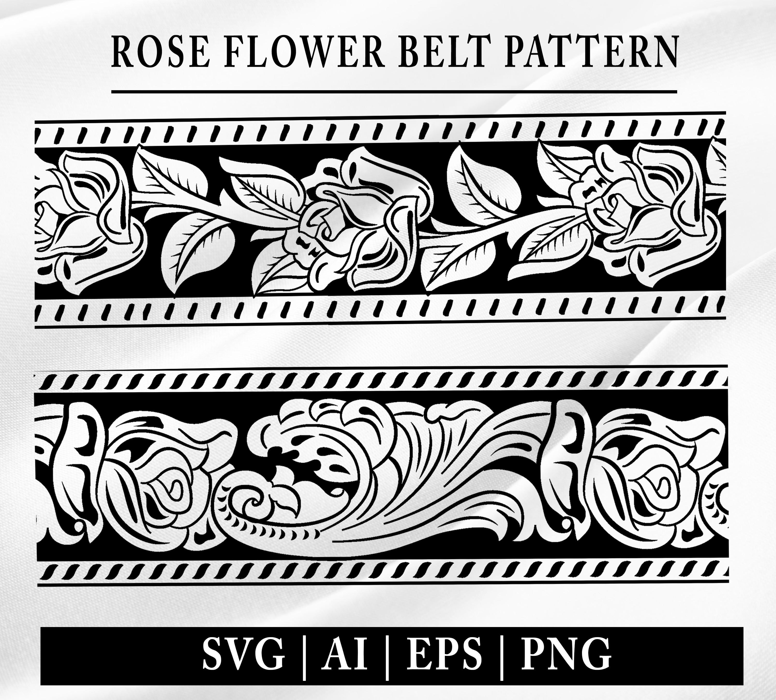 Rose Belt Pattern SVG , Swirls Pattern | Western Tooled Leather | Rose ...
