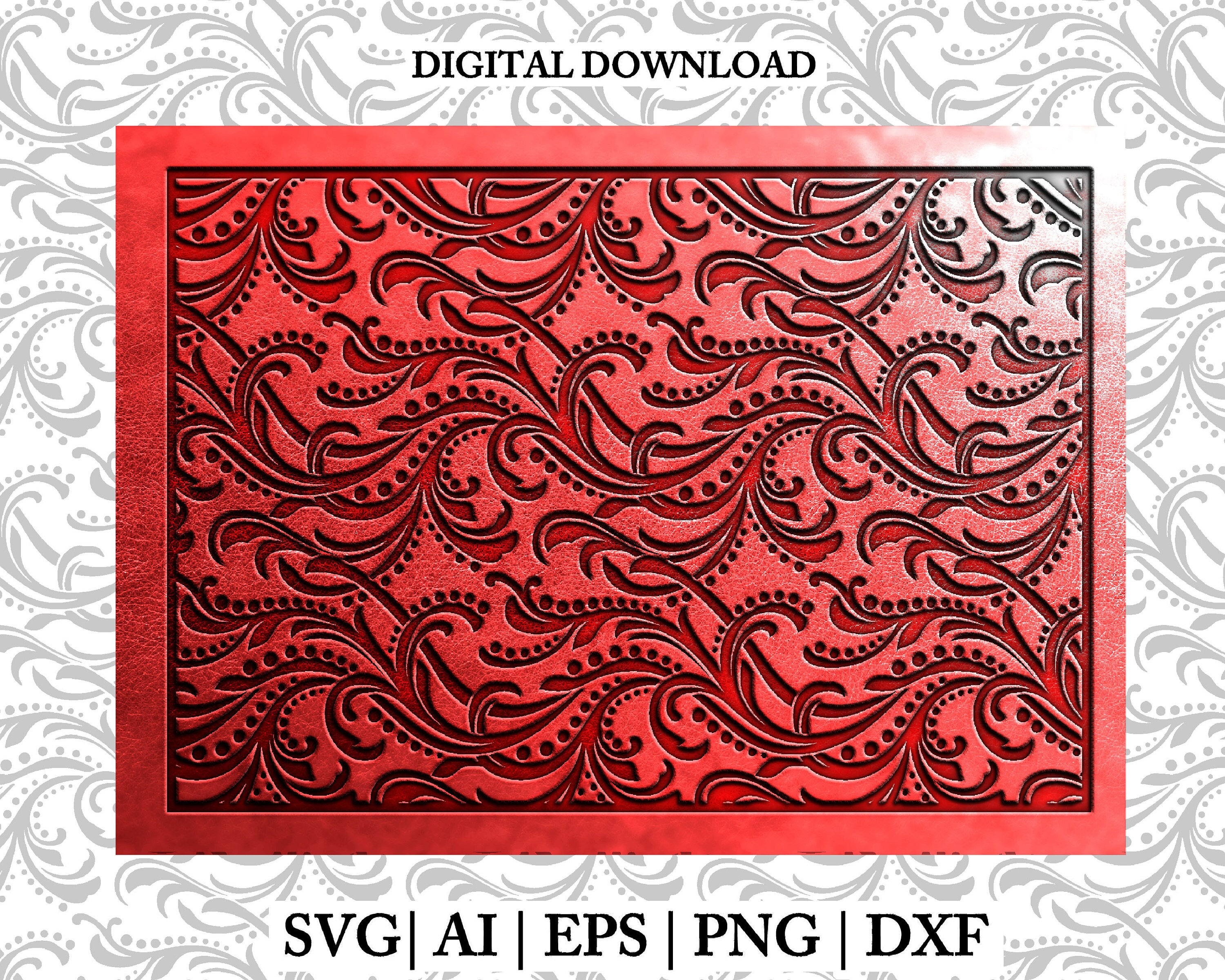 Tooled Leather SVG Leather Embossing Pattern Seamless Pattern Swirls ...