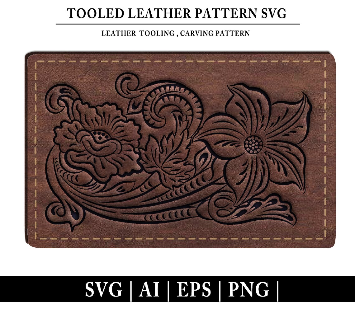 Tooled Leather Carving Pattern SVG | Leather Emboss Pattern Svg ...