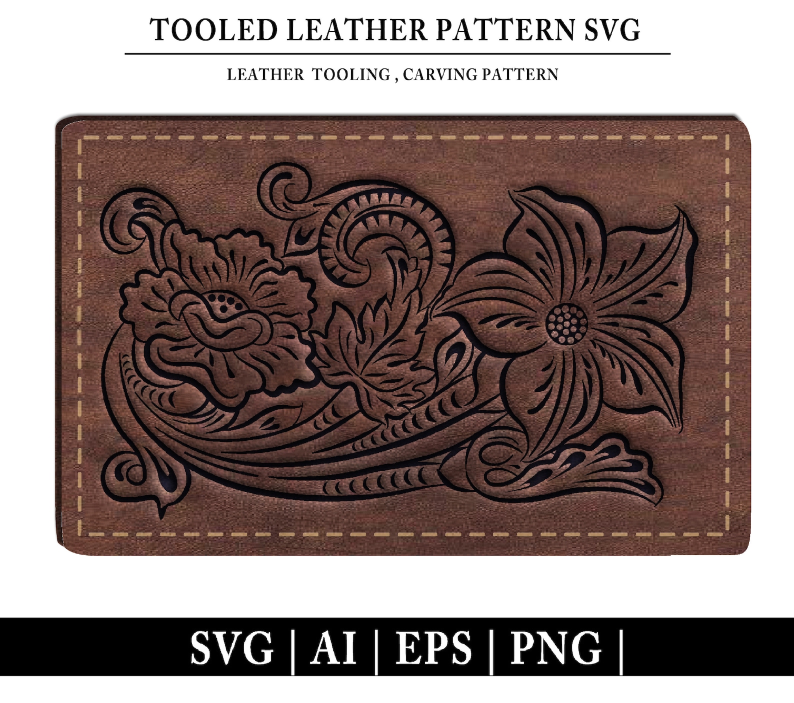 Tooled Leather Floral Carving Pattern SVG: Western Swirl Design ...