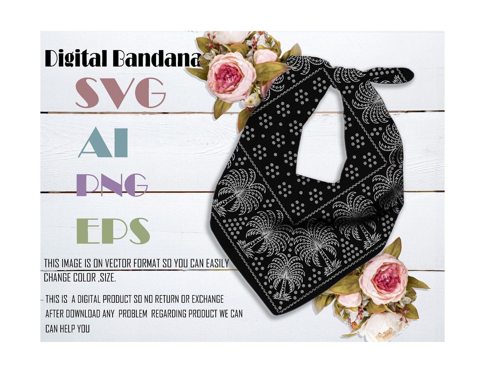 Buy Palm Tree Bandana SVG ,AI , PNG ,printable File 2222 Online in ...