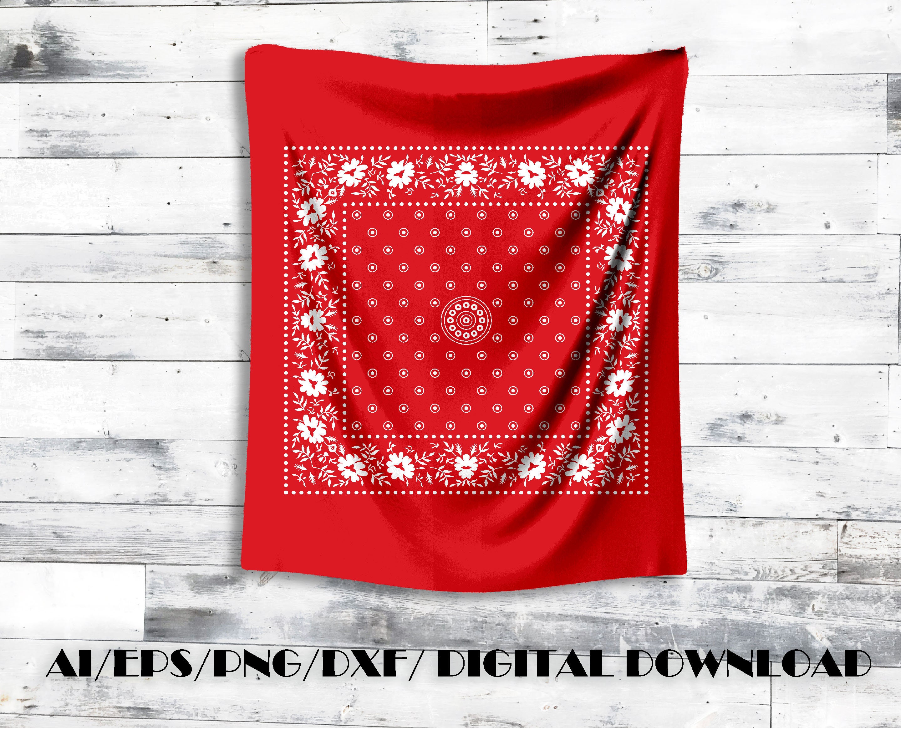 Bandana With Dots Floral Border SVG, Ai, PNG ,PSD Design for Vinyl and ...
