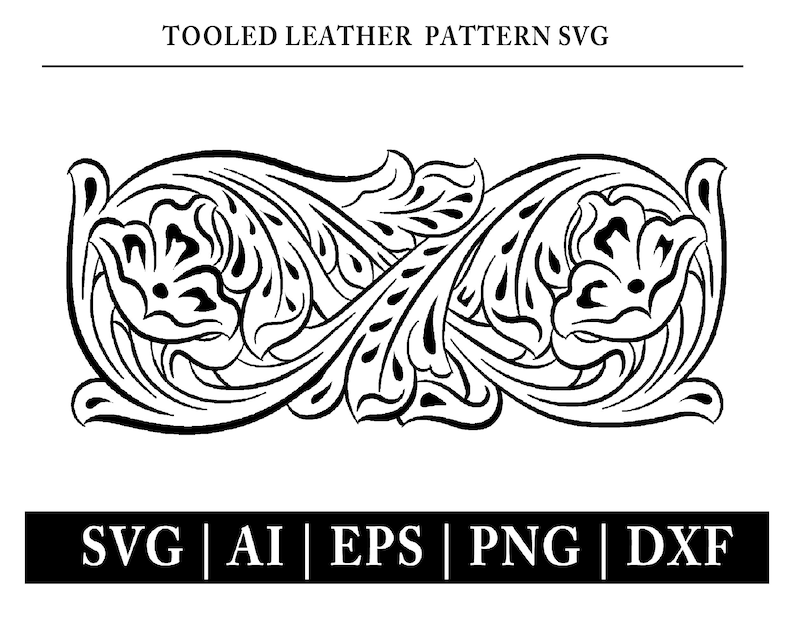 Tooled Leather Carving Pattern SVG | Leather Emboss Pattern Svg ...