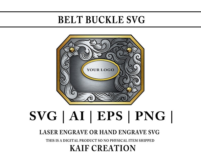 Western Belt Buckle SVG File: Laser Engraving Design (digital Download ...
