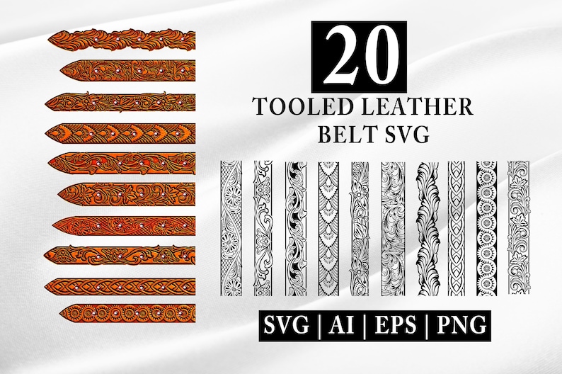 Tooled Leather Belt SVG: 20 Swirls Pattern Designs (digital Download ...