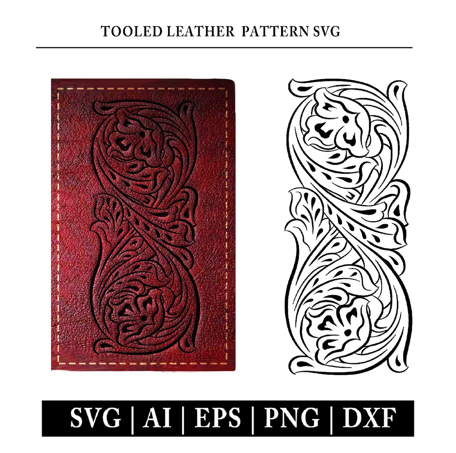 Tooled Leather Carving Pattern SVG Leather Emboss Pattern Svg Western ...