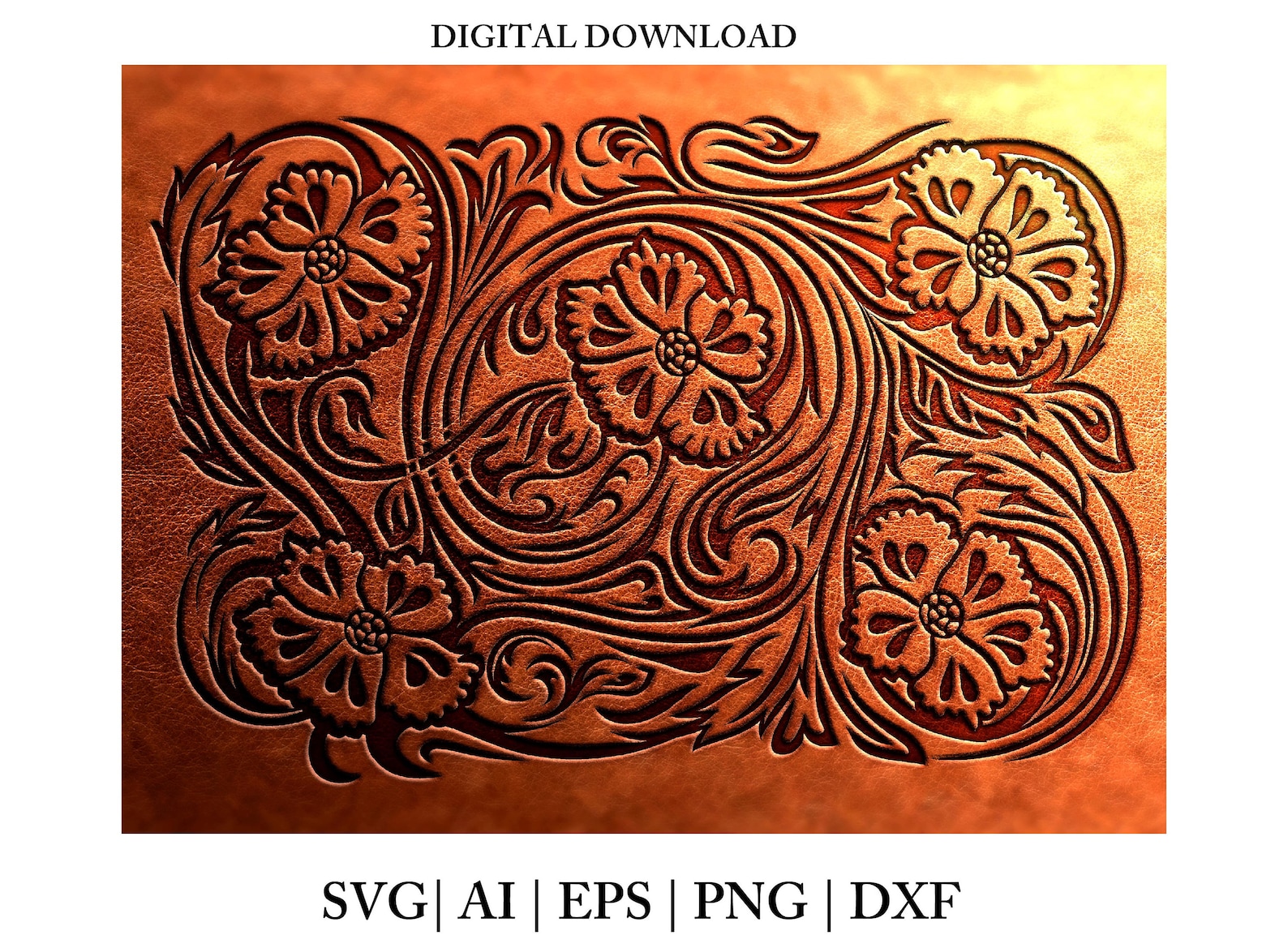 Tooled Leather SVG ,floral Leather Svg Seamless Pattern Swirls Pattern ...
