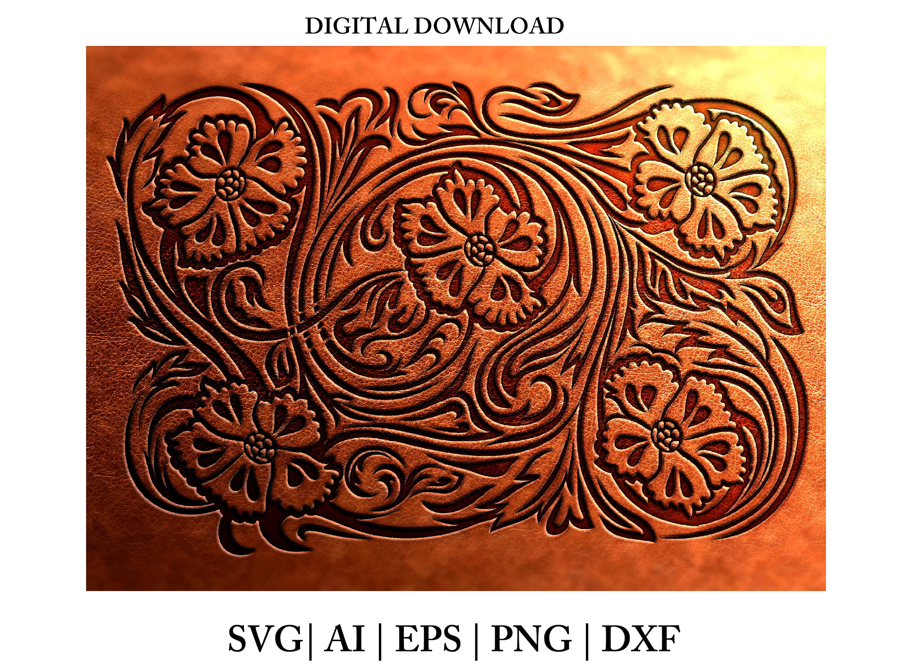 Tooled Leather SVG ,floral Leather Svg Seamless Pattern Swirls Pattern ...