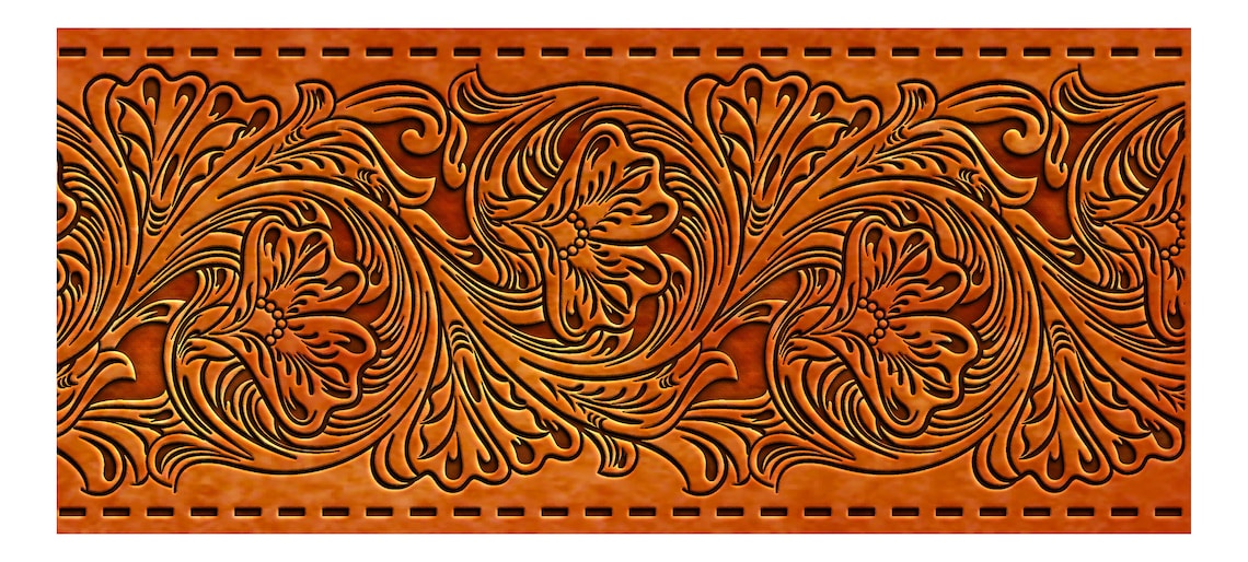 Tooled Leather Border SVG: Western Floral Carving Pattern (digital ...