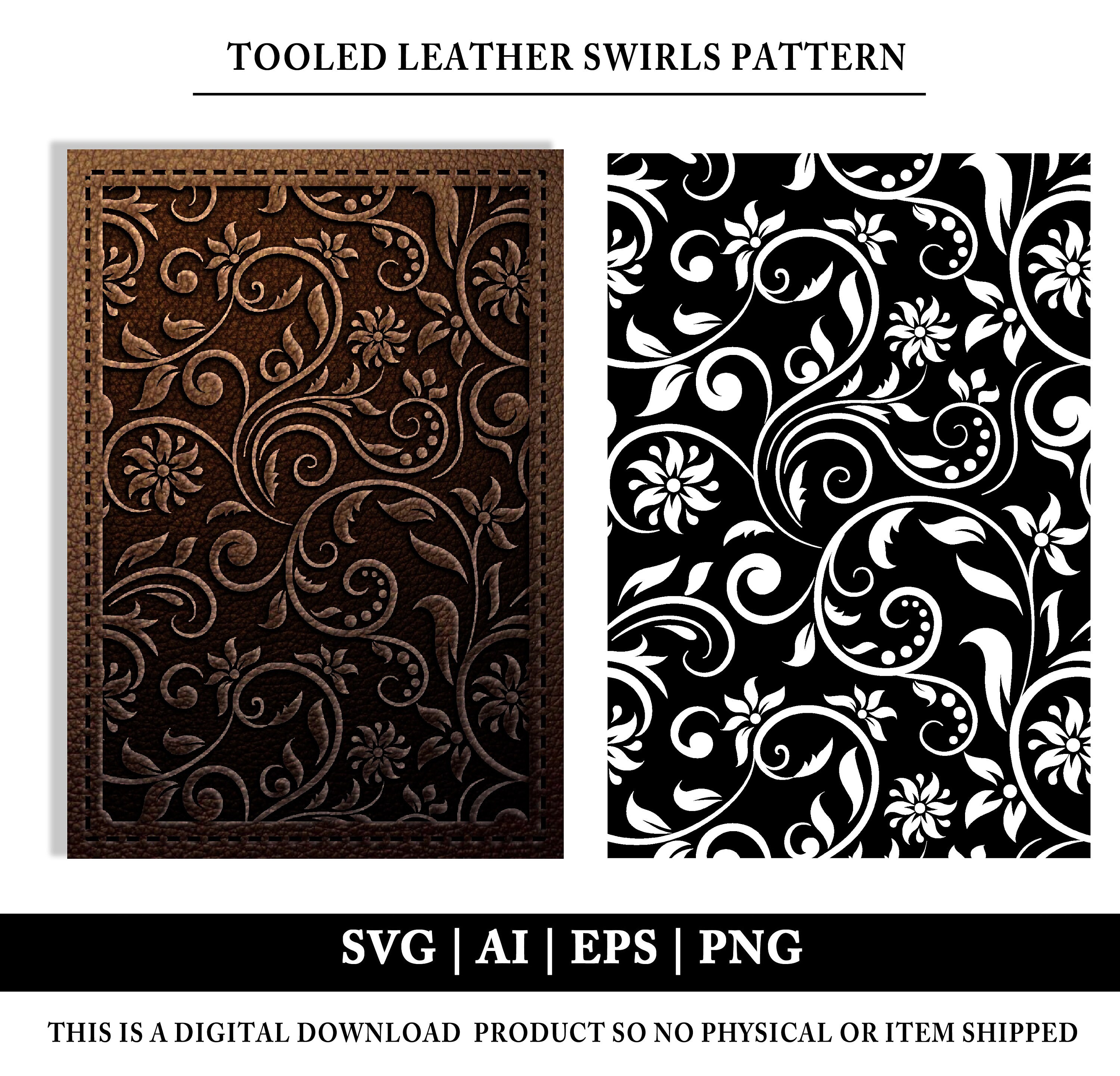 Floral Swirl Seamless Pattern SVG: Tooled Leather Stencil (digital ...