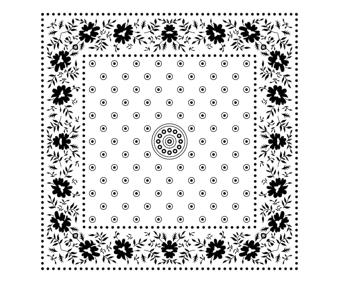 Bandana With Dots Floral Border SVG, Ai, PNG ,PSD Design for Vinyl and ...