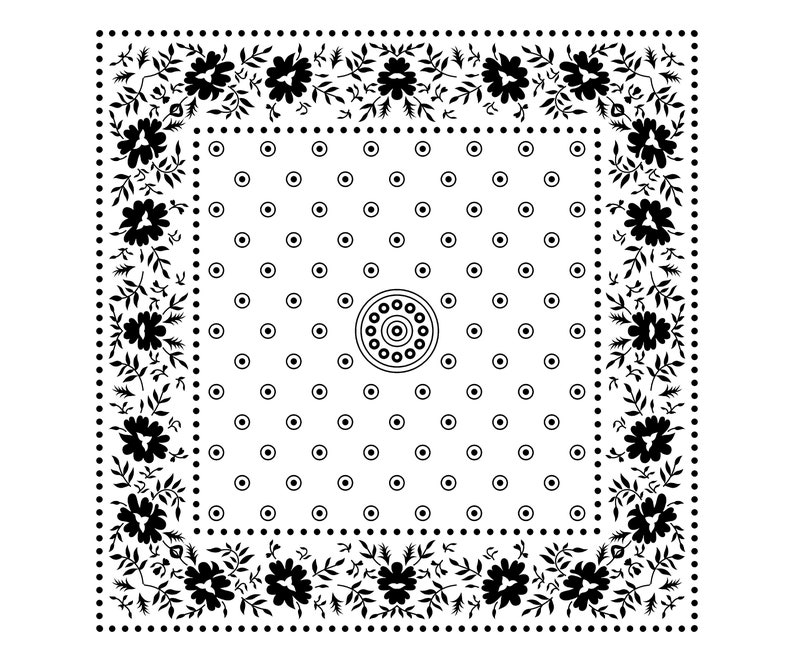 Bandana With Dots Floral Border SVG, Ai, PNG ,PSD Design for Vinyl and ...