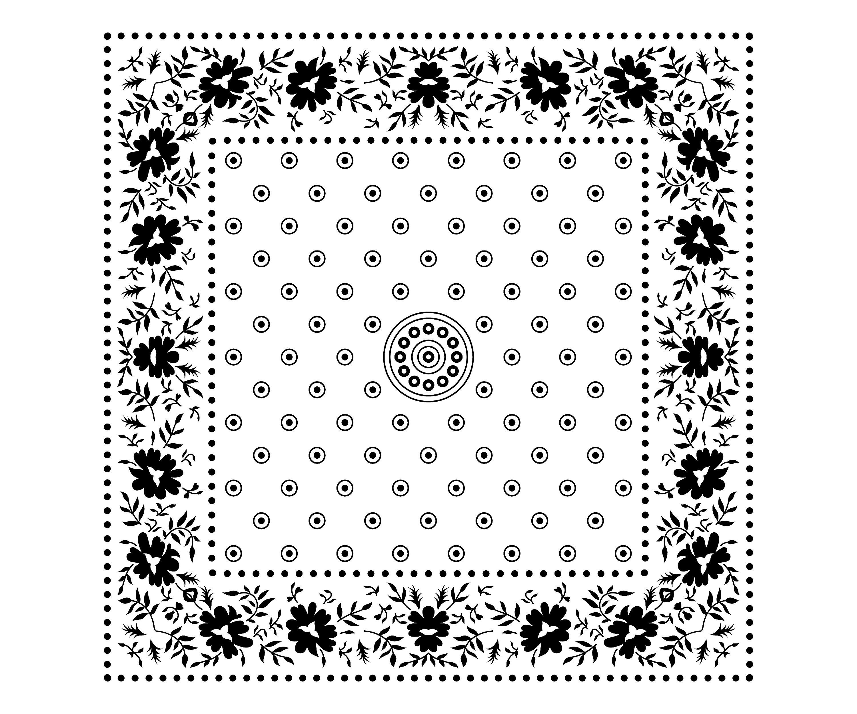 Bandana With Dots Floral Border SVG, Ai, PNG ,PSD Design for Vinyl and ...