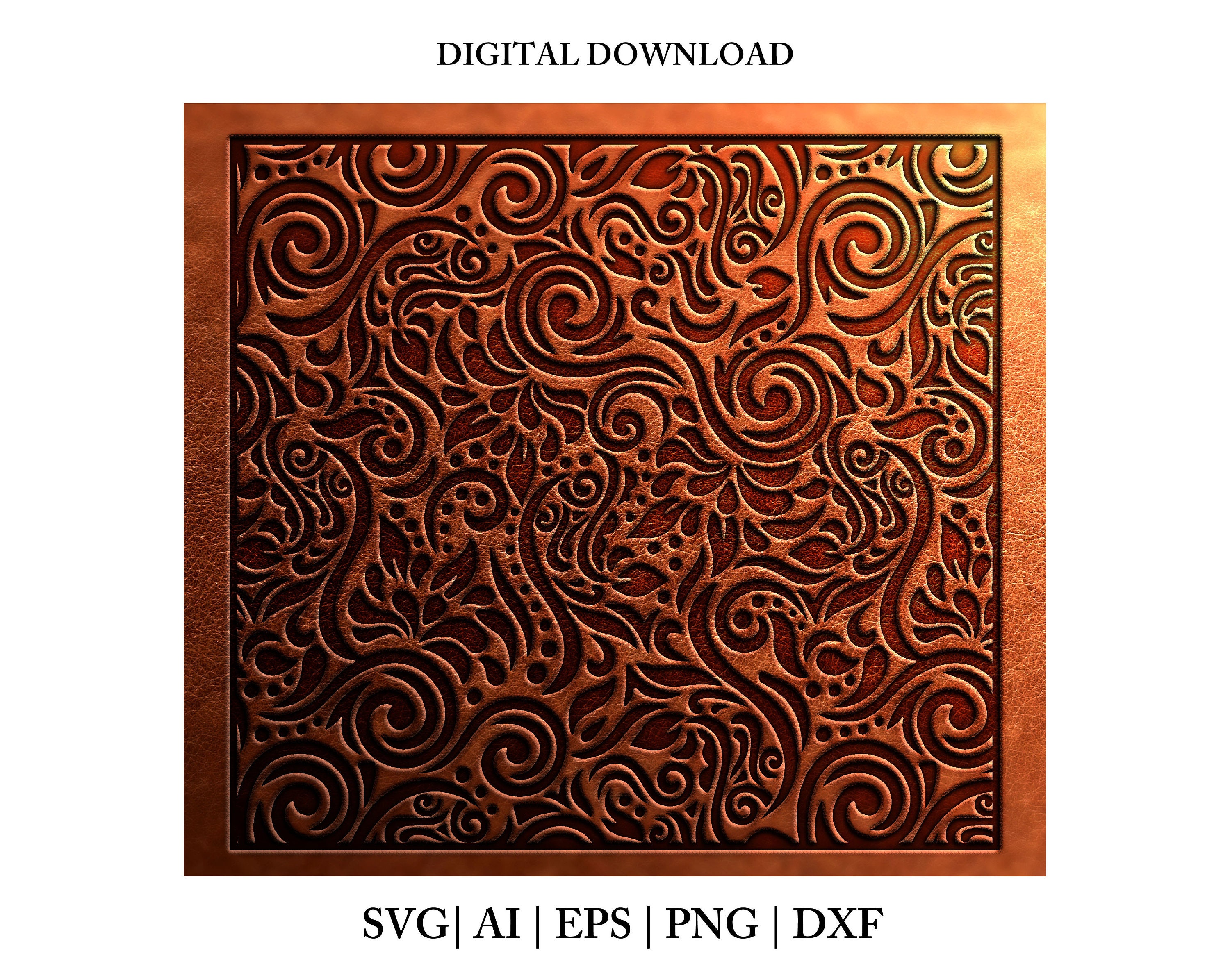 Tooled Leather SVG ,floral Leather Svg Seamless Pattern Swirls Pattern ...