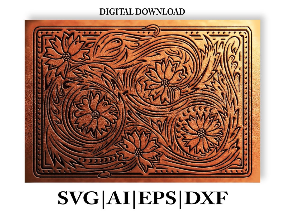 Tooled Leather SVG ,floral Leather Svg Transparent Background Swirls ...