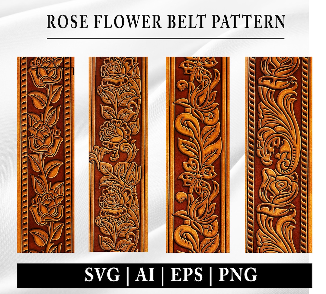 Tooled Leather Rose Belt Pattern: Western Swirls SVG, Ai, PNG (digital ...