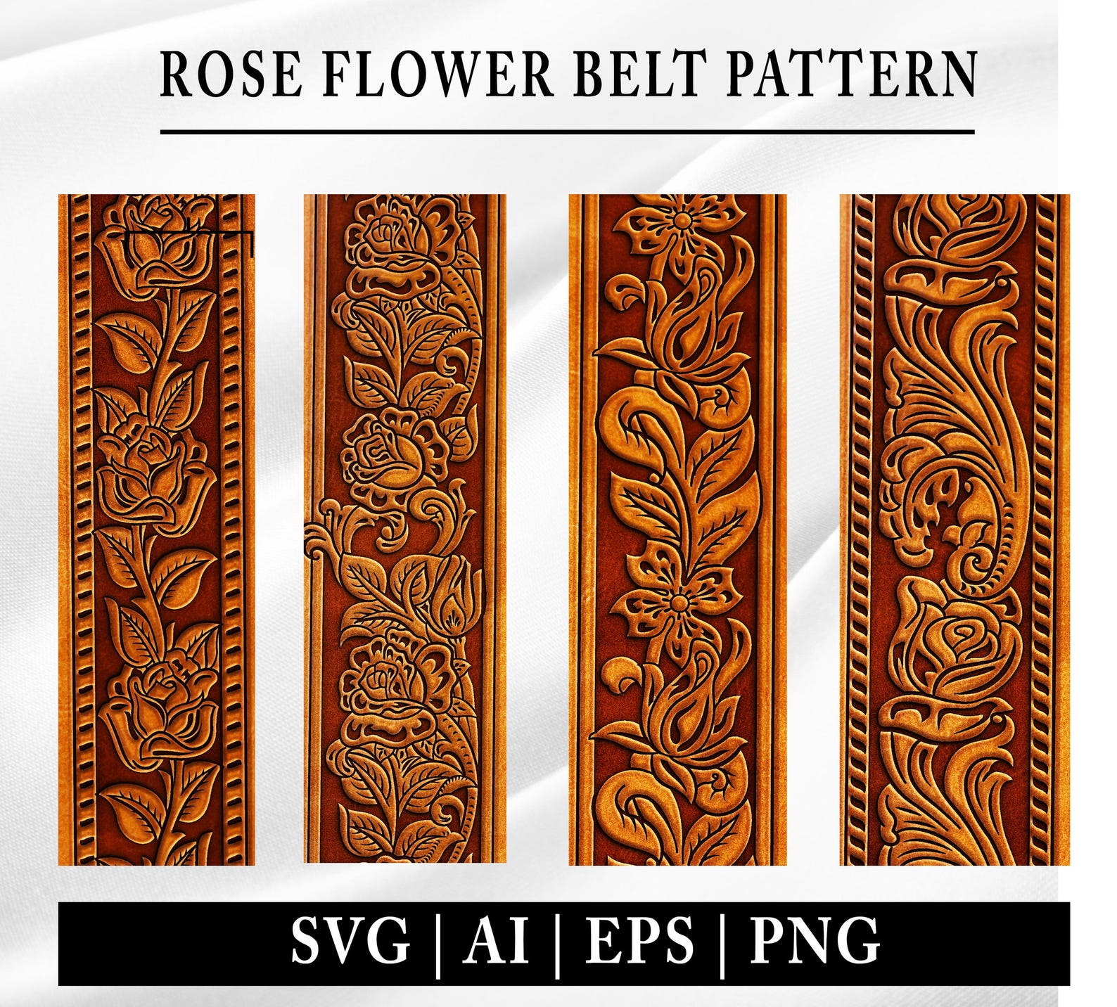 Rose Belt Pattern SVG , Swirls Pattern | Western Tooled Leather | Rose ...