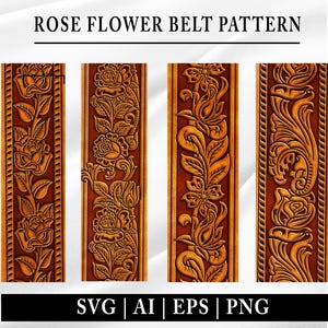 Rose Belt Pattern SVG , Swirls Pattern | Western Tooled Leather | Rose ...