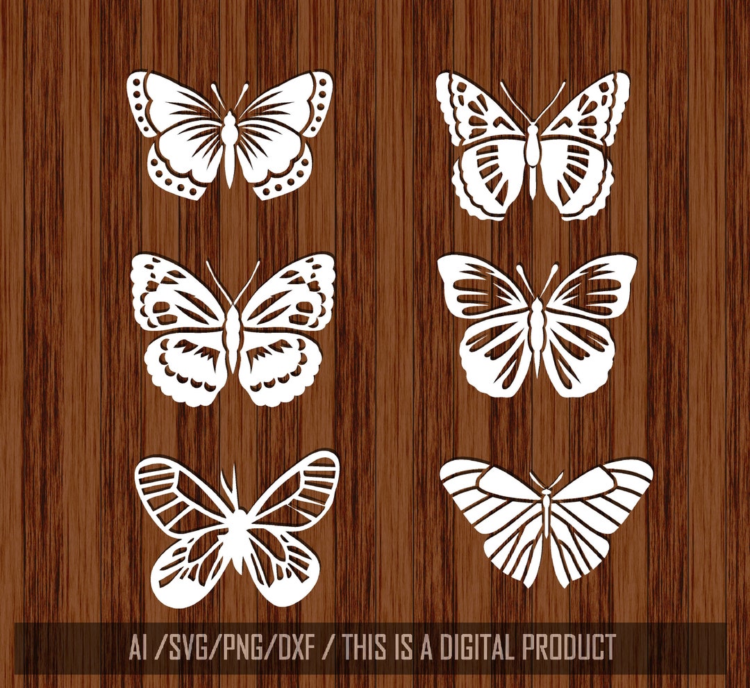 Butterfly Pack of 6 Svg ,transparent Background SVG | Ai | PNG File ...