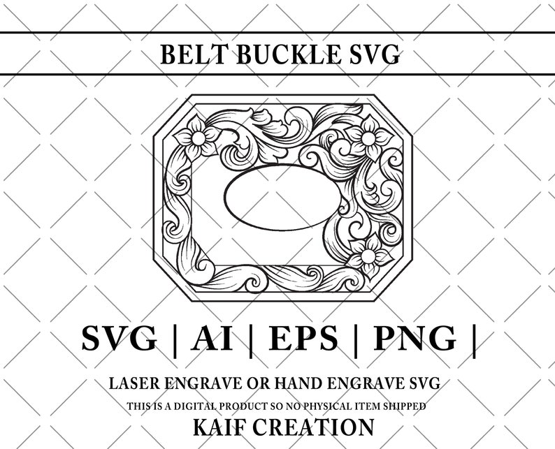 Western Belt Buckle SVG File: Laser Engraving Design (digital Download ...