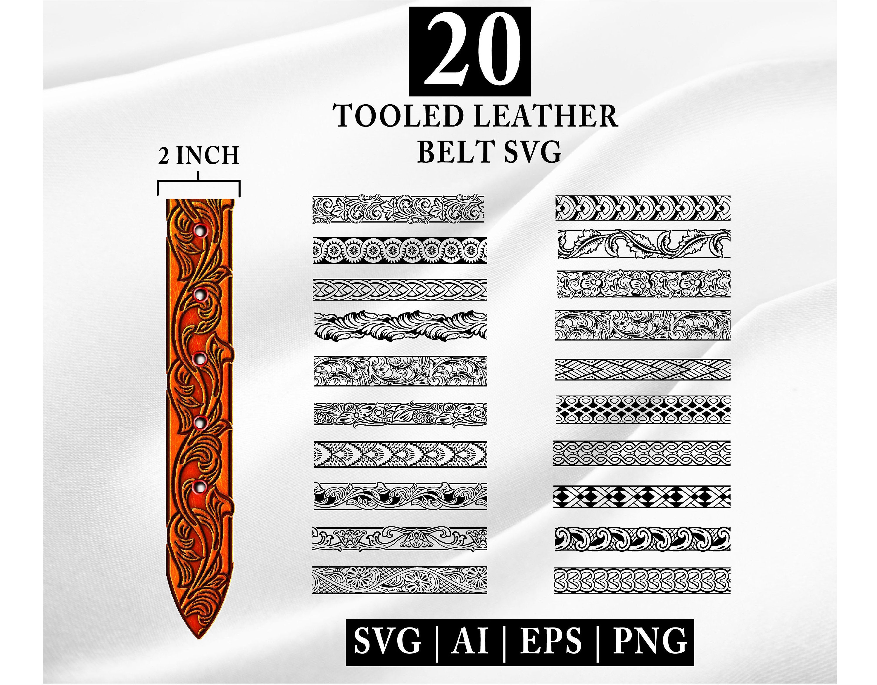 20 Tooled Leather Belt SVG , Swirls Pattern | Western Tooled Leather ...
