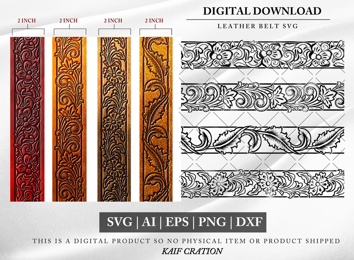 Tooled Leather Belt Svg , Swirls Pattern | Western Swirls Pattern ...