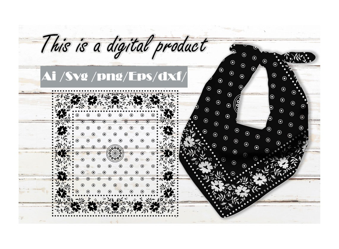 Bandana With Dots Floral Border SVG, Ai, PNG ,PSD Design for Vinyl and ...