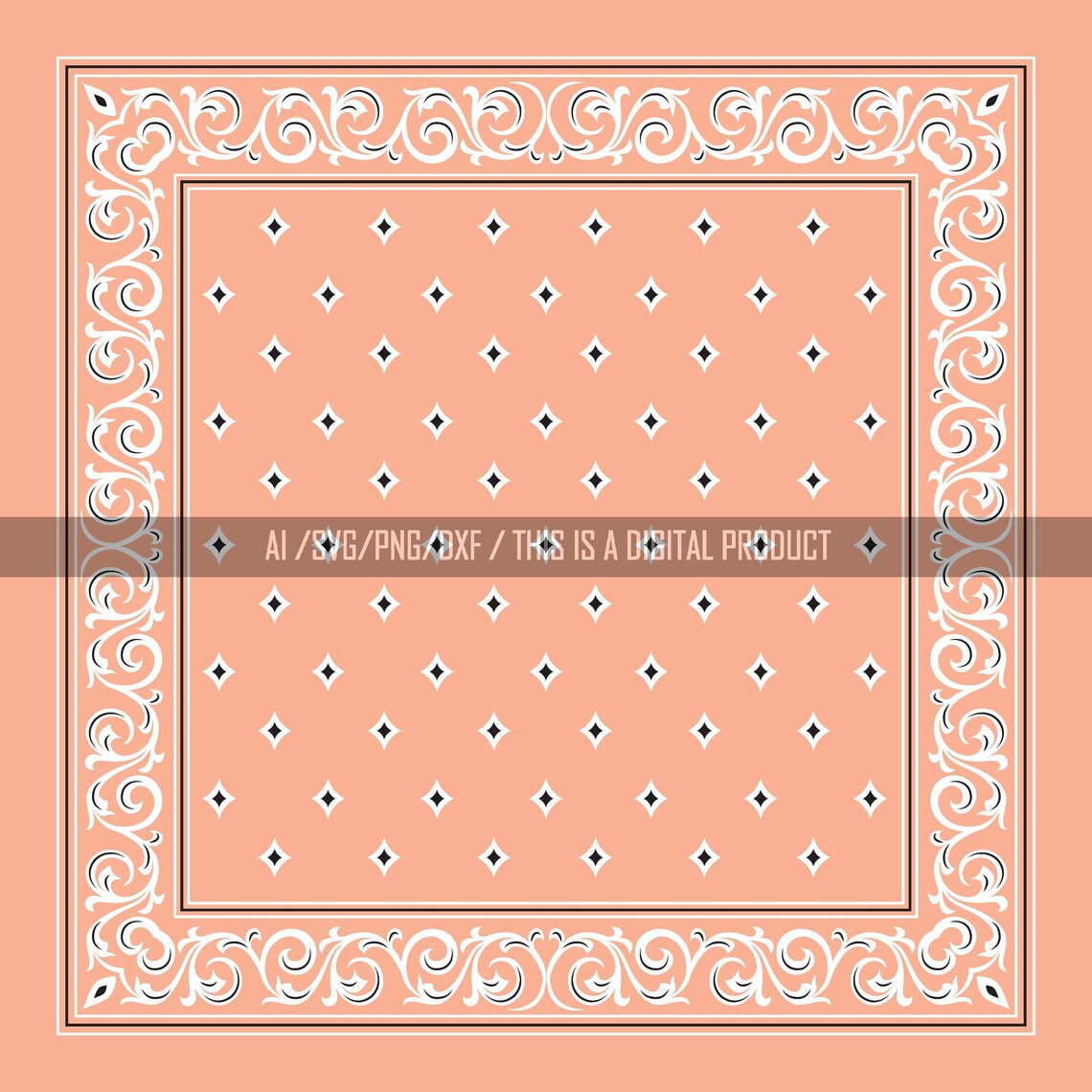 Bandana Border Design Pattern SVG ,PNG ,ai, Layered Transparent File ...