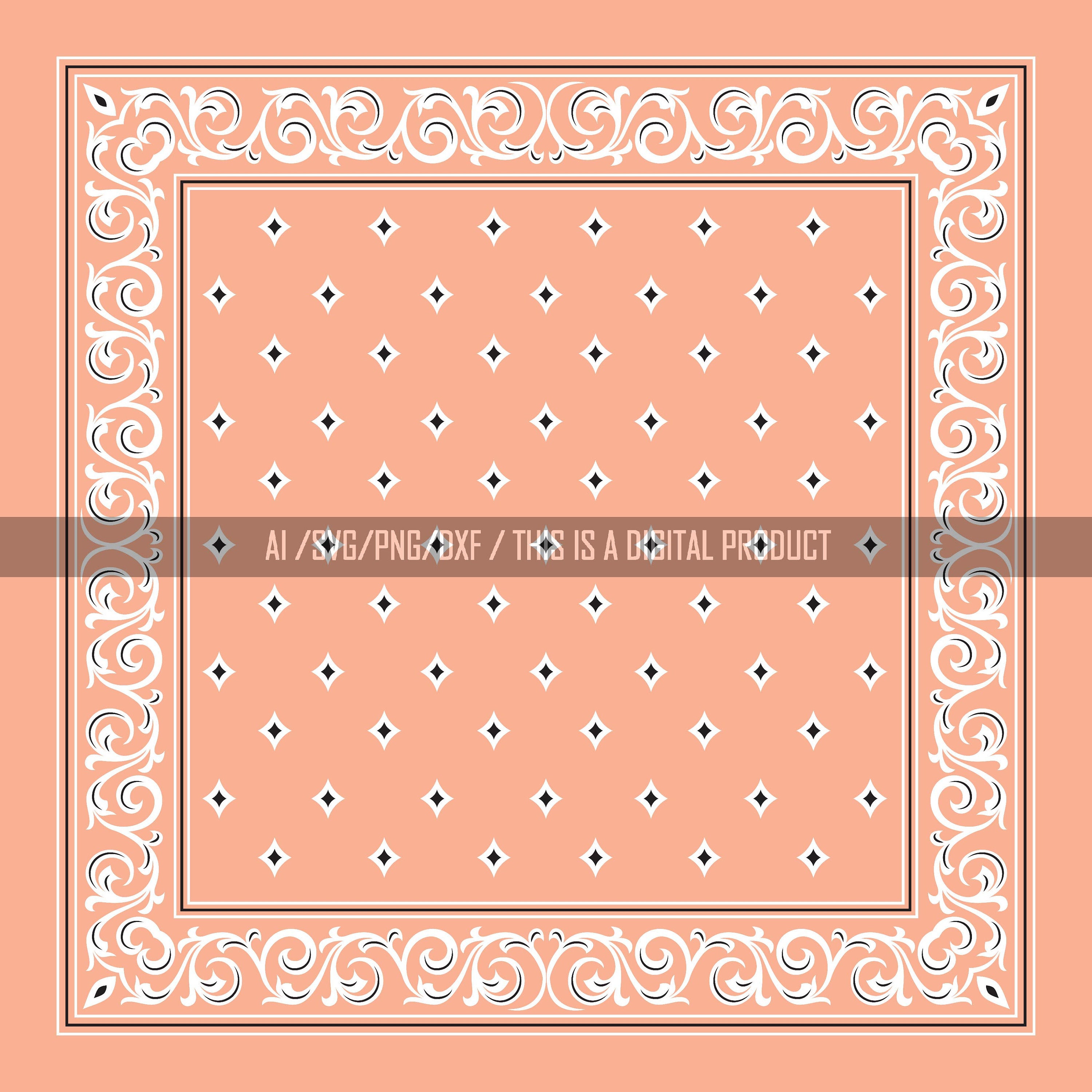 Bandana Border Design Pattern SVG ,PNG ,ai, Layered Transparent File ...