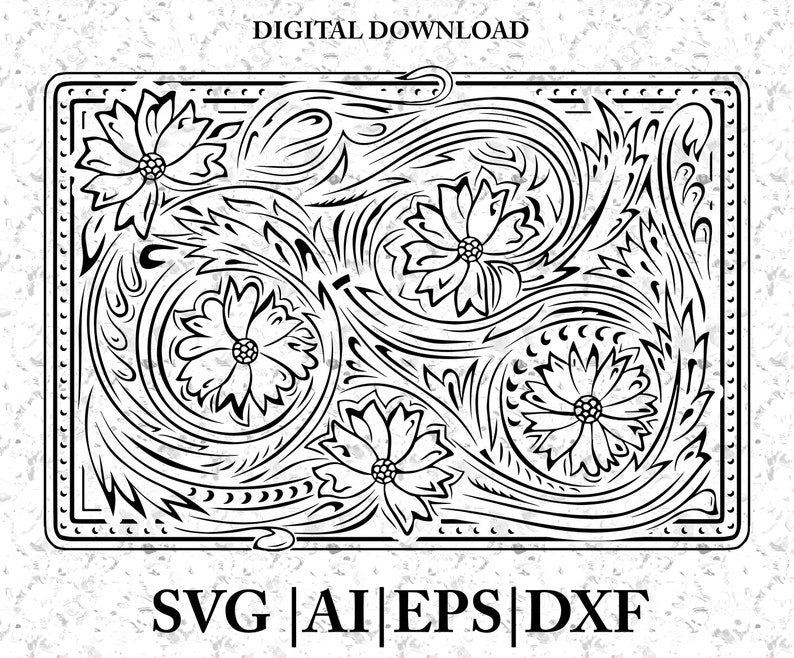 Tooled Leather SVG ,floral Leather Svg | Transparent Background ...