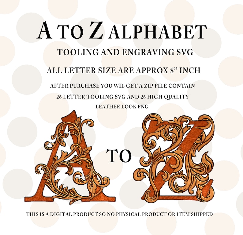 A TO Z Alphabet Tooling Leather With 26 Leather Letter Png | Engraving ...