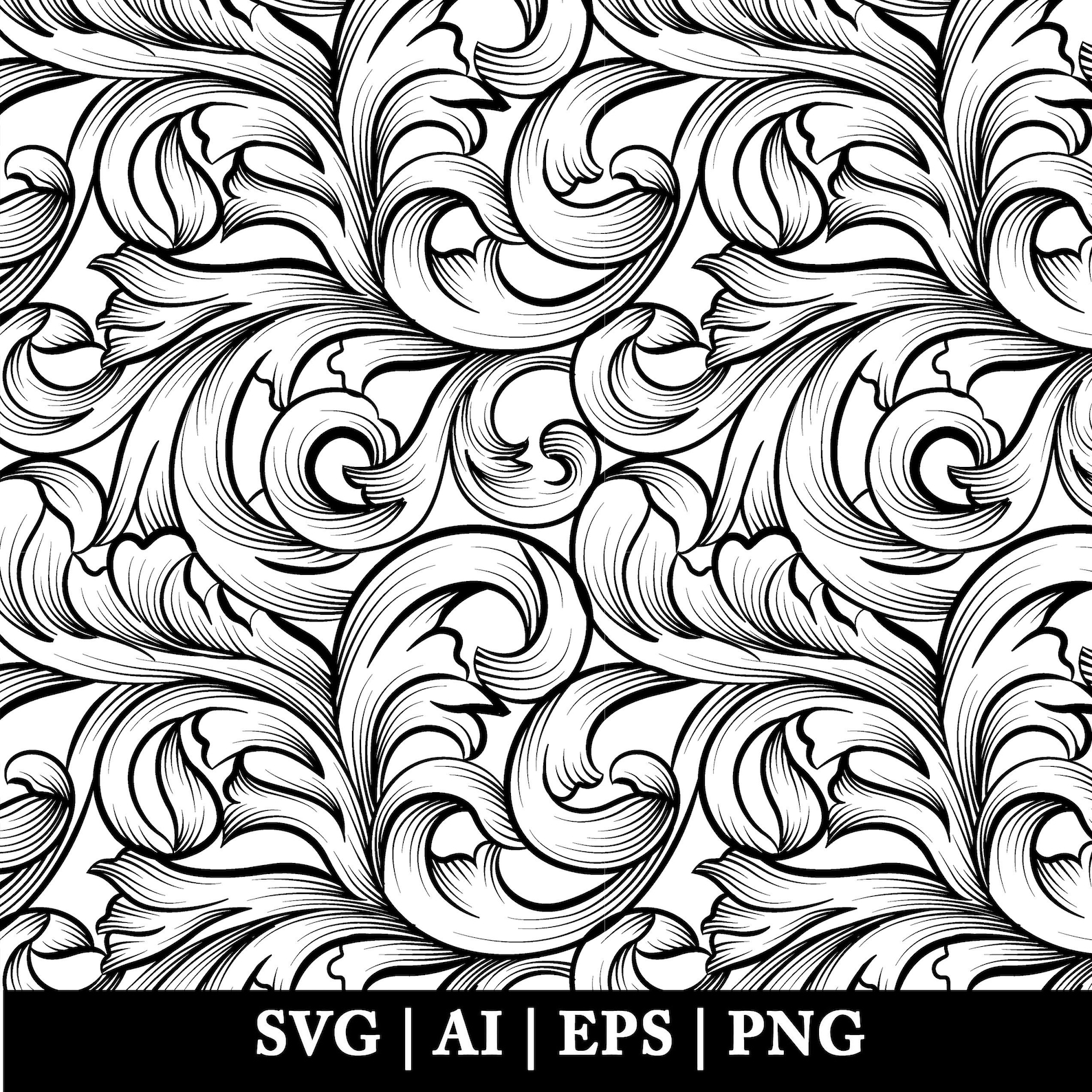 Tooled Leather Swirls Pattern | Western Seamless Pattern | Baroque ...