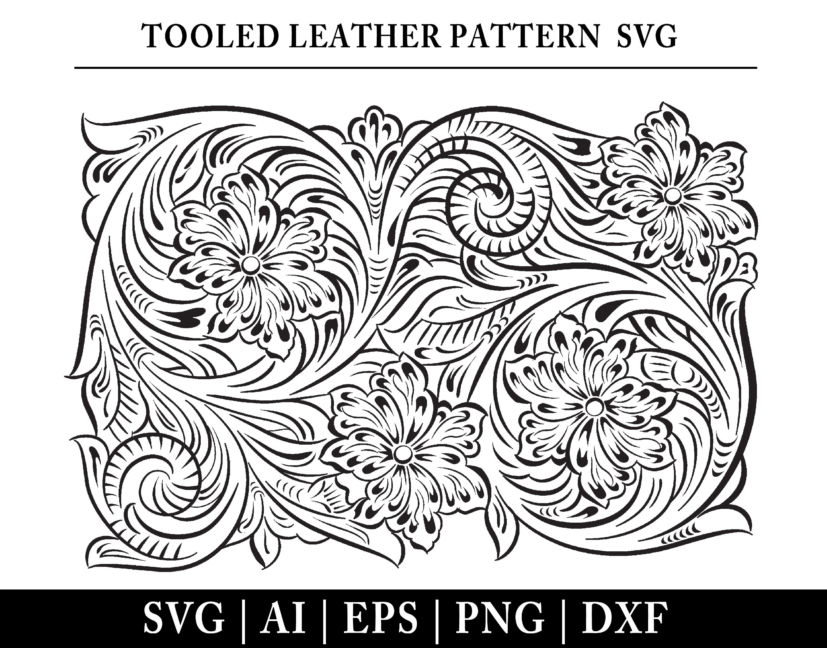 Tooled Leather SVG ,floral Leather Svg Leather Carving Pattern Swirls ...