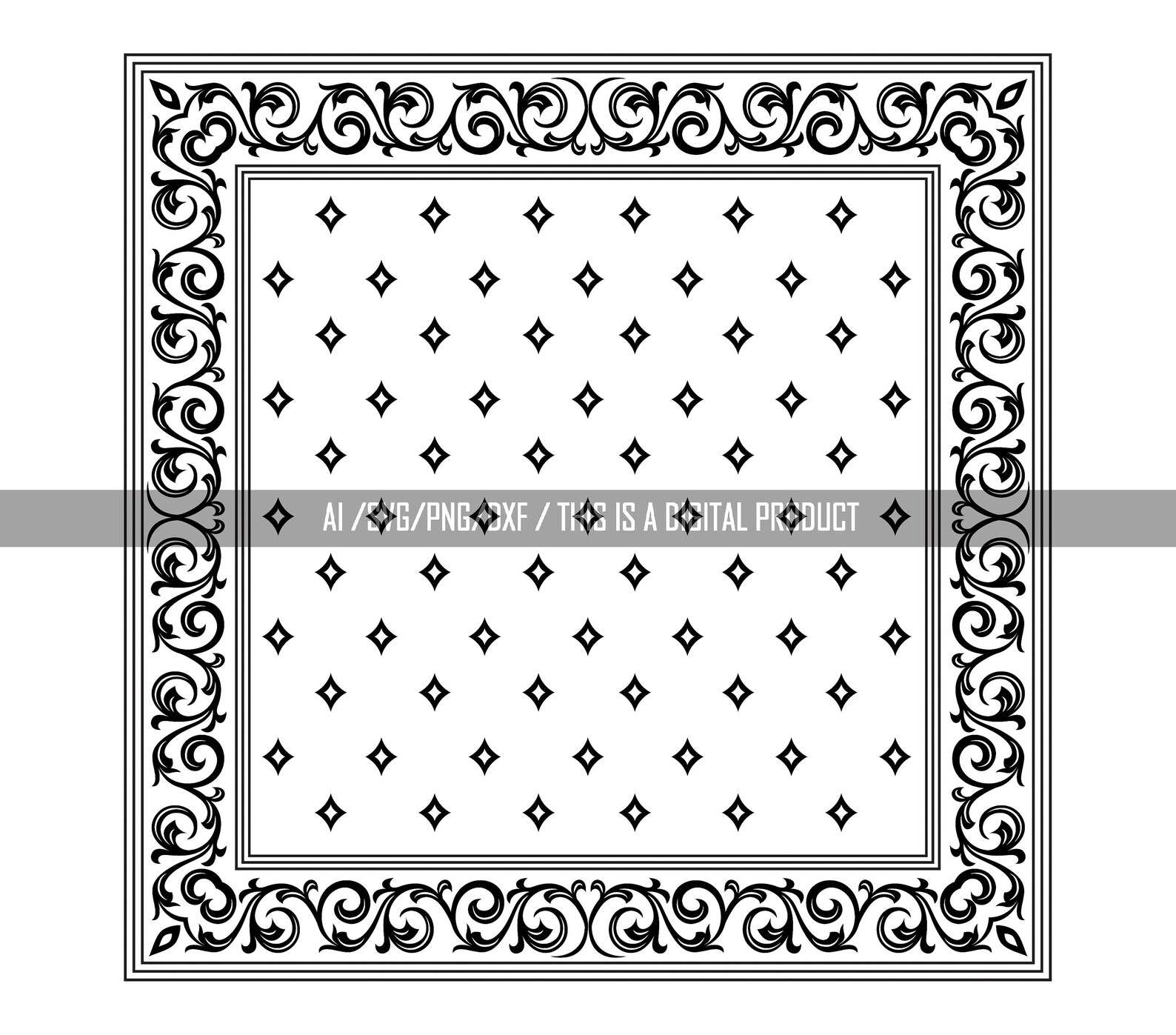 Bandana Border Design Pattern SVG ,PNG ,ai, Layered Transparent File ...