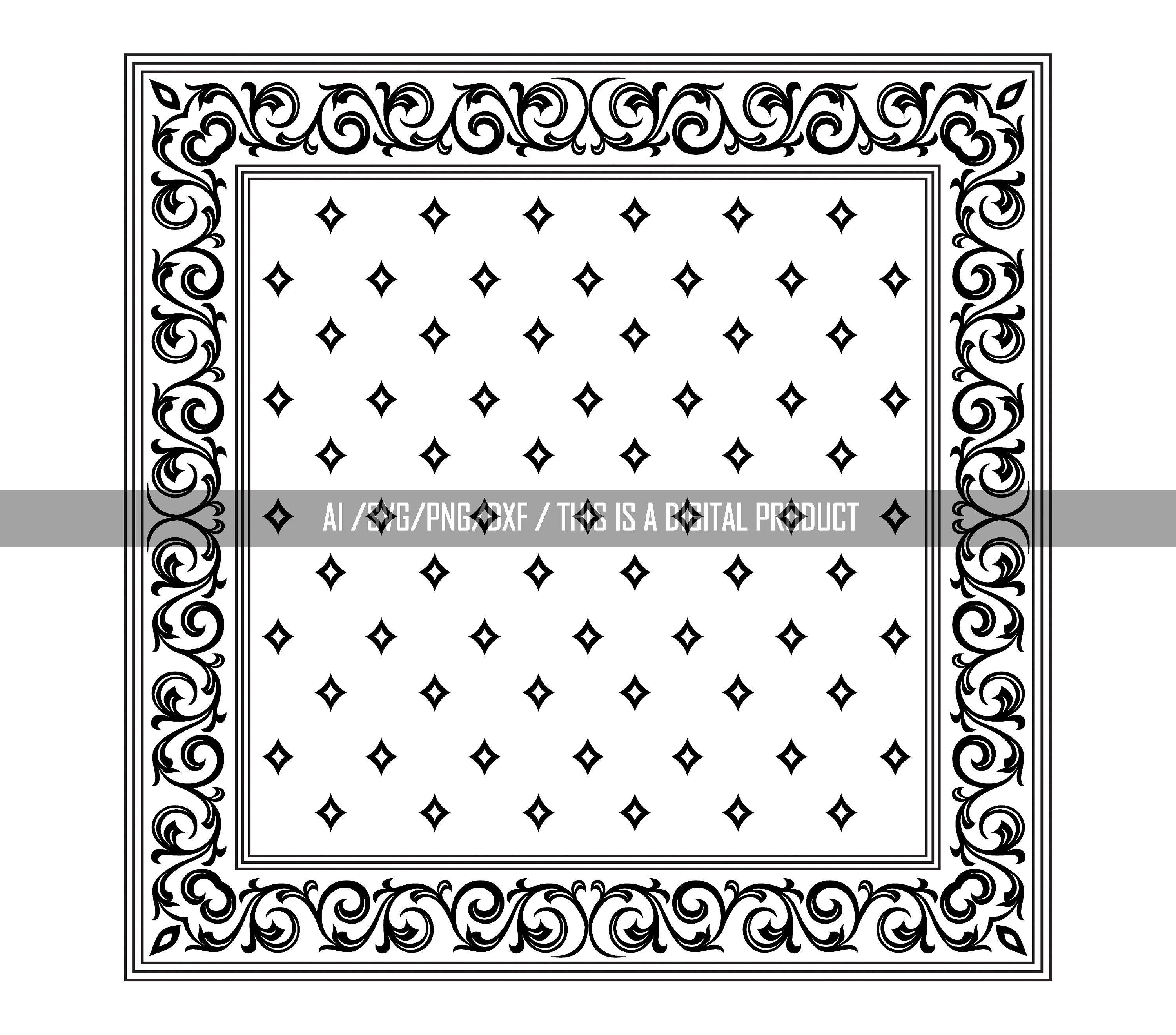 Bandana Border Design Pattern SVG ,PNG ,ai, Layered Transparent File ...