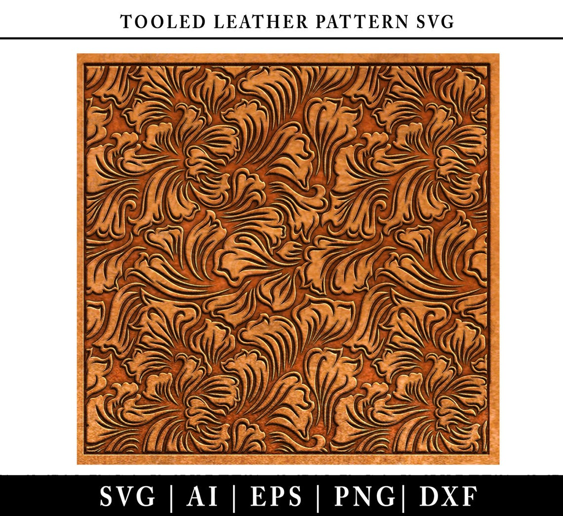 Floral Tooled Leather Pattern SVG: Western Engraving Design (digital ...