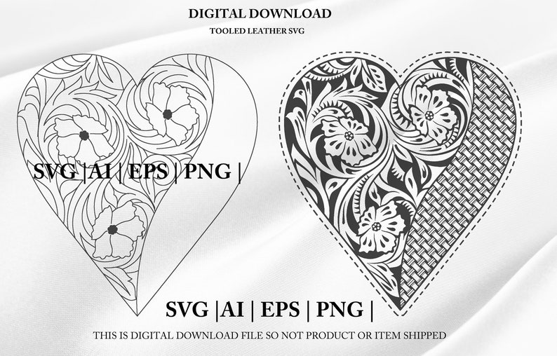 Floral Heart Leather Tooling Pattern SVG (digital Download) - Etsy