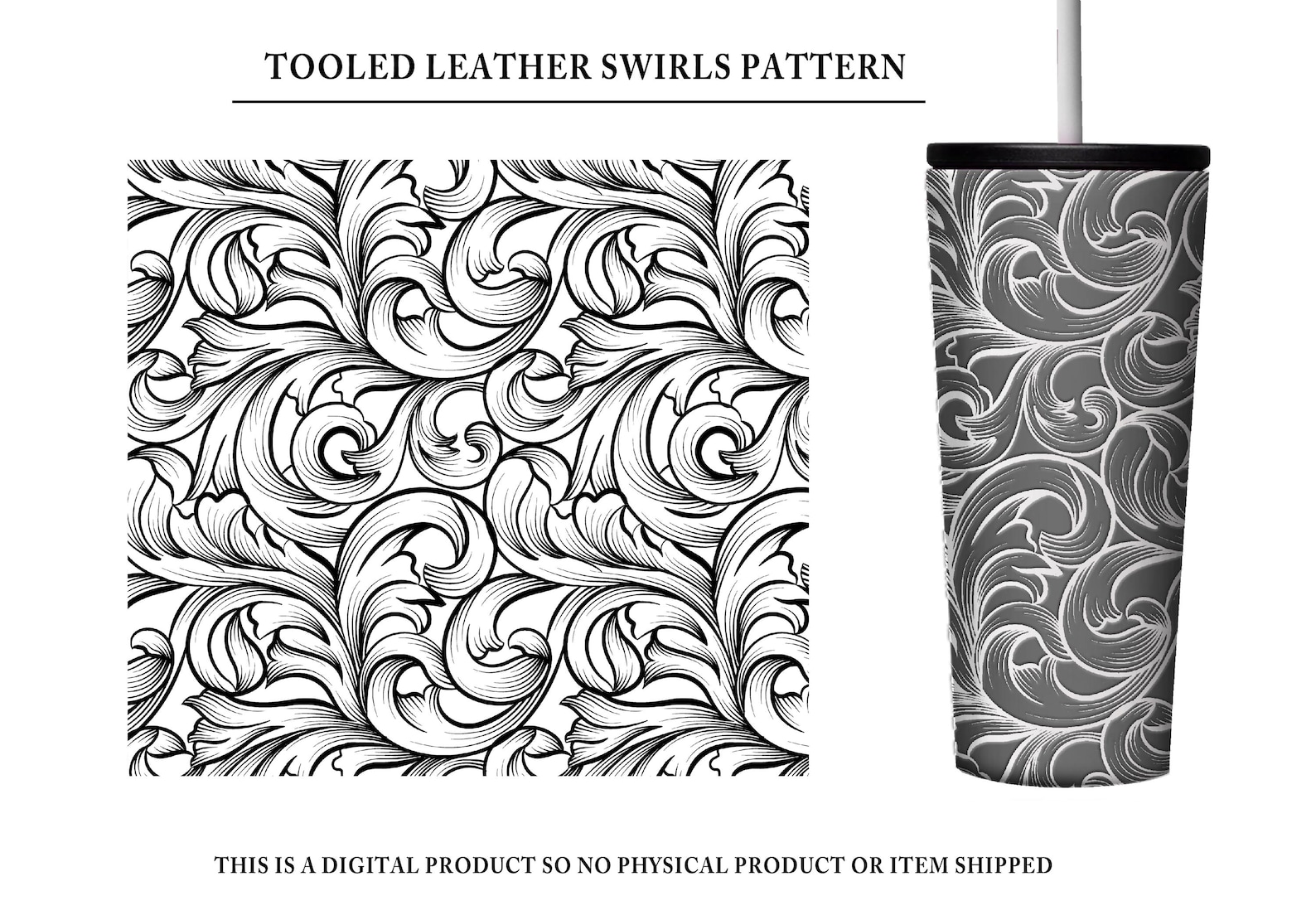 Tooled Leather Swirls Pattern | Western Seamless Pattern | Baroque ...
