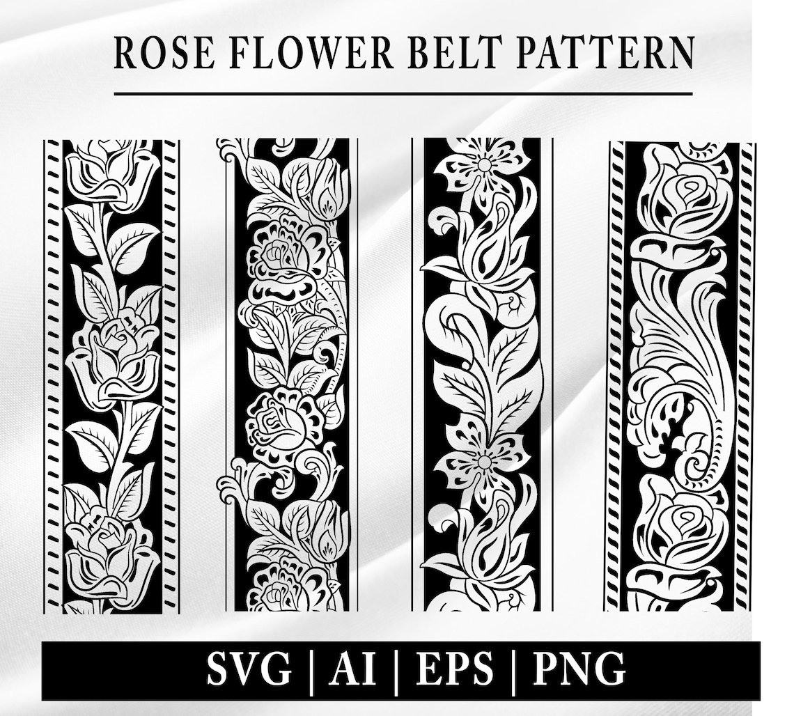 Rose Belt Pattern SVG , Swirls Pattern | Western Tooled Leather | Rose ...