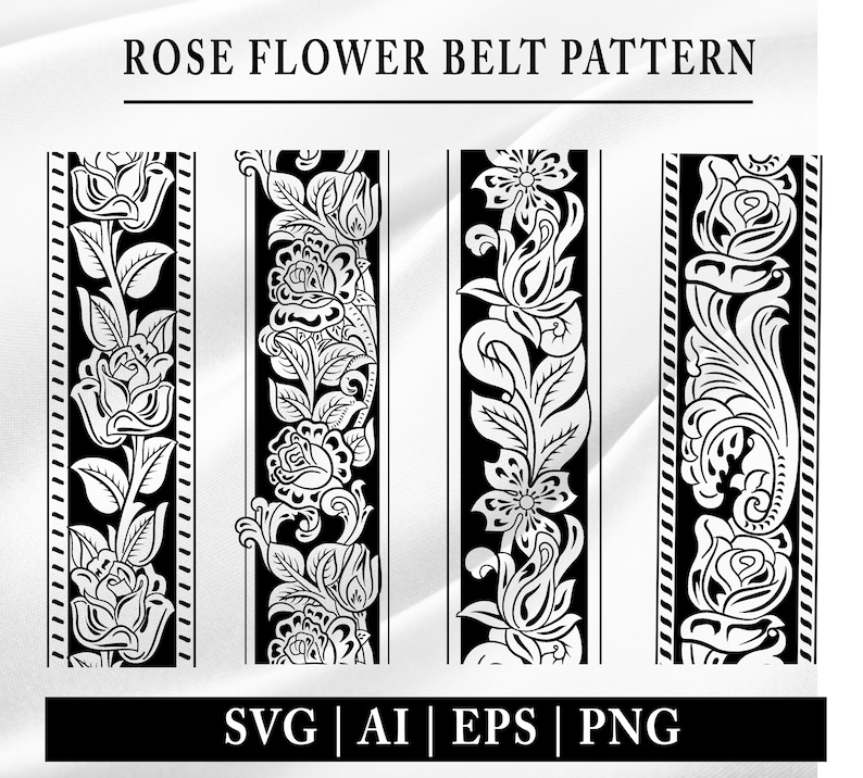 Rose Belt Pattern SVG , Swirls Pattern | Western Tooled Leather | Rose ...